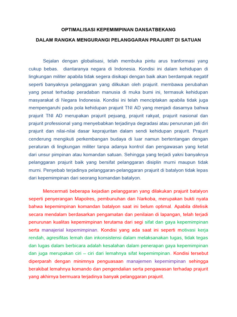 Essai Kepemimpinan Dansat Bekang | PDF