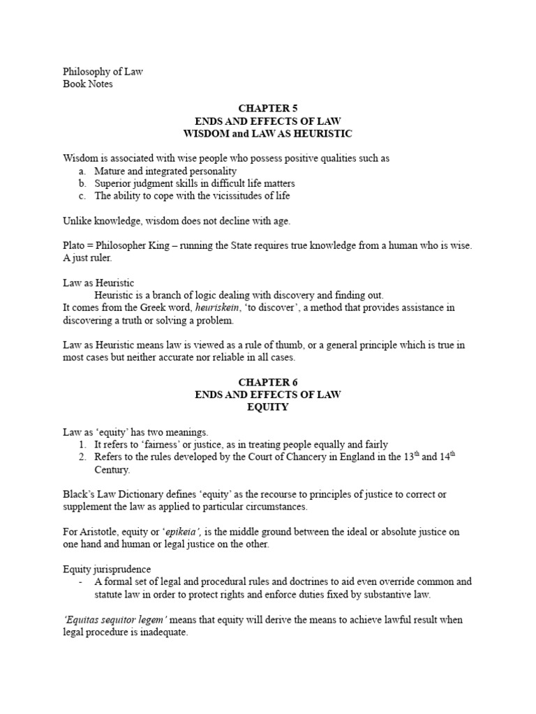 Philosophy of Law Notes | PDF | Natural Law | Equity (Law)