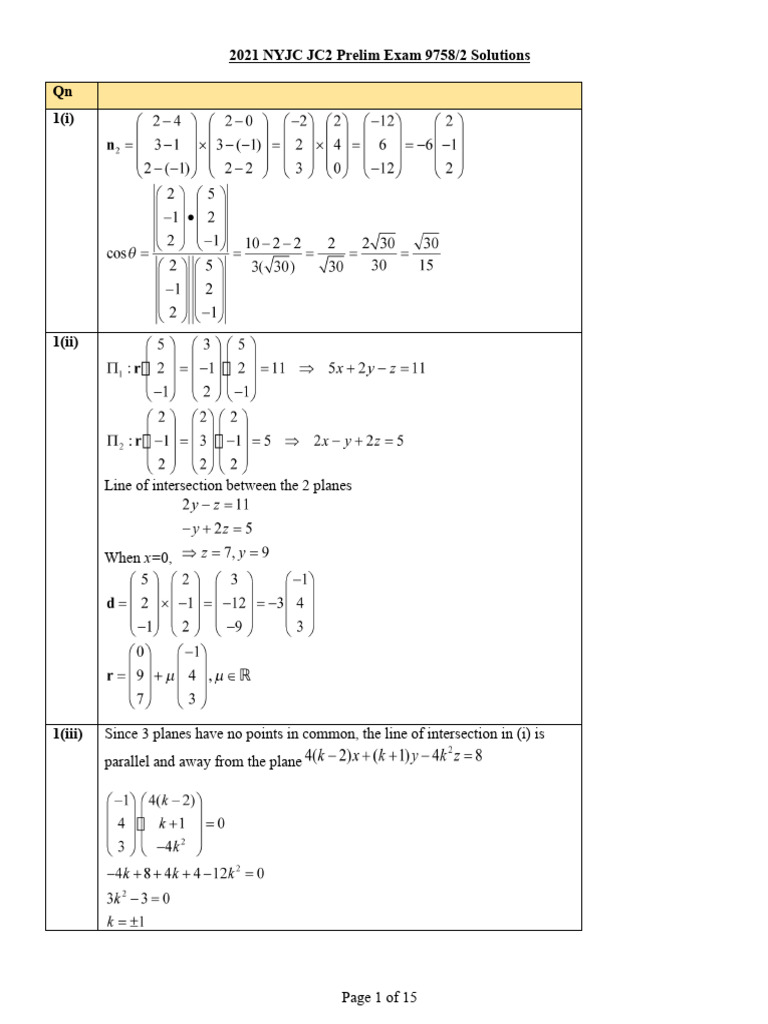 NYJC H2 2021 Prelim P2 Solutions | PDF | P Value | Estimator
