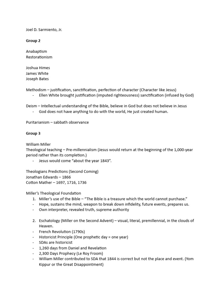 Seventh-Day Adventist Theology 1 | PDF | Restorationism (Christianity ...