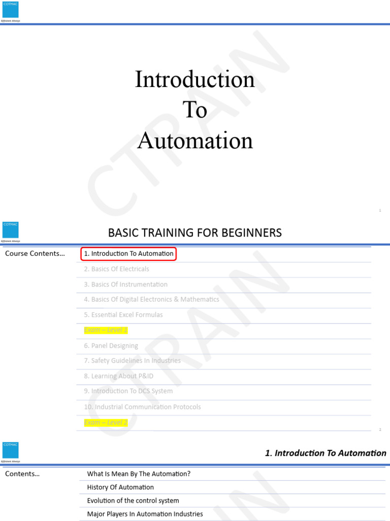 Cotmac - Industrial Automation Training - About Automation - R0 | Download Free PDF ...