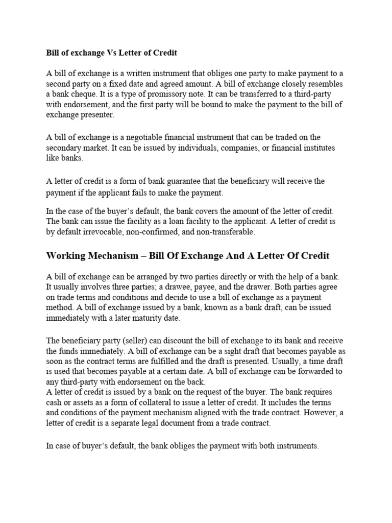 BOE Vs LOC | PDF | Negotiable Instrument | Letter Of Credit