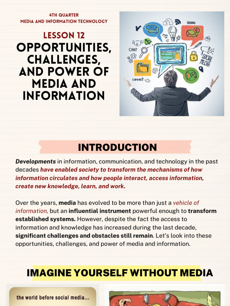 Lesson 12 Opportunites - Challenges - Power of Media and Information ...