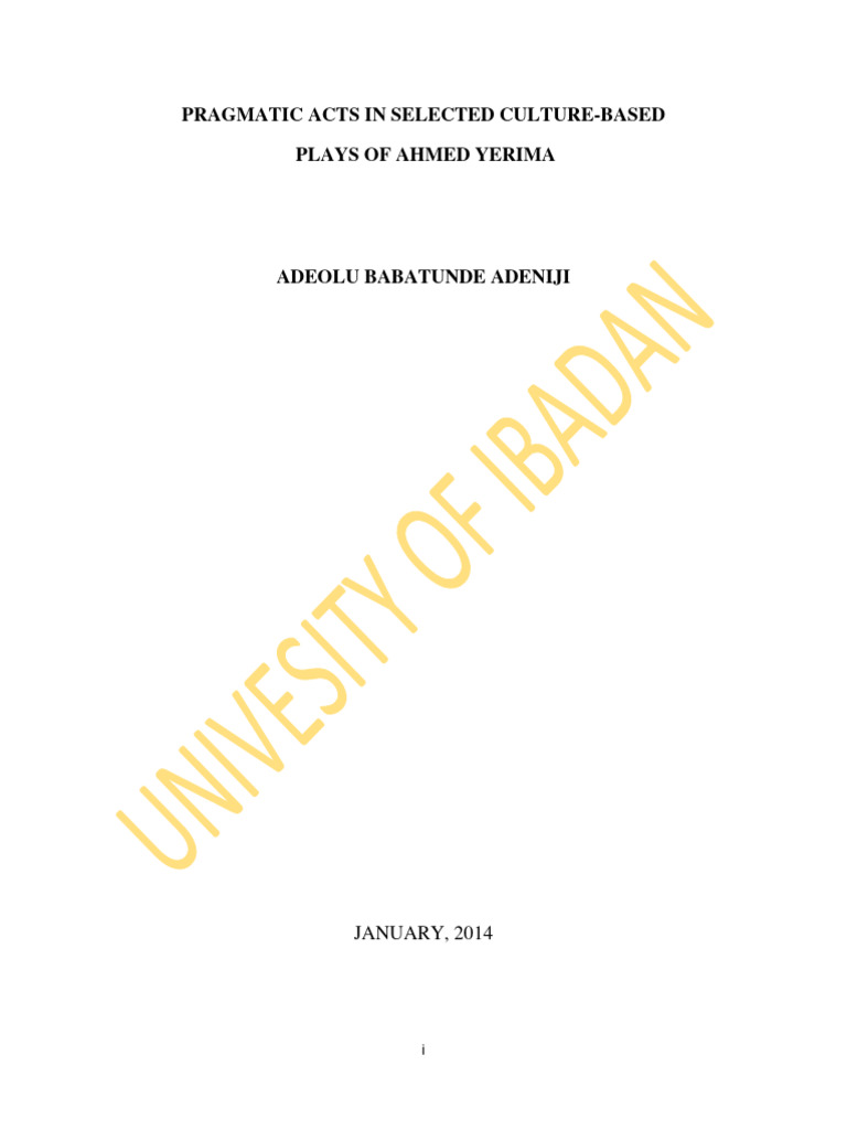 Ui Thesis Adeniji A.B. Pragmatic 2014 Full Work | Download Free PDF | Linguistics | Proverb