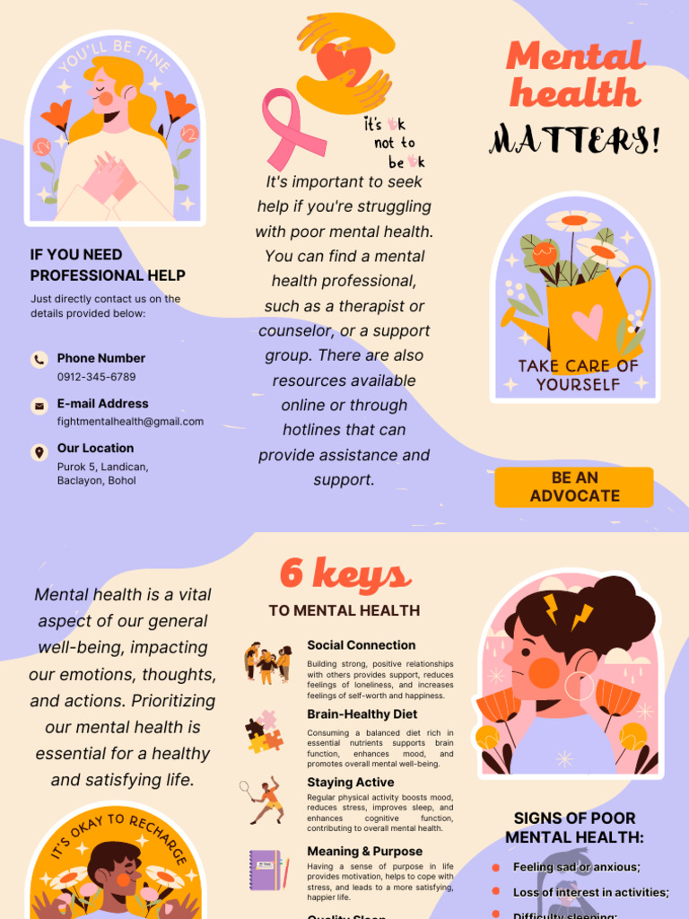 Beige and Lilac Illustrative Mental Health Brochure | PDF | Mental ...