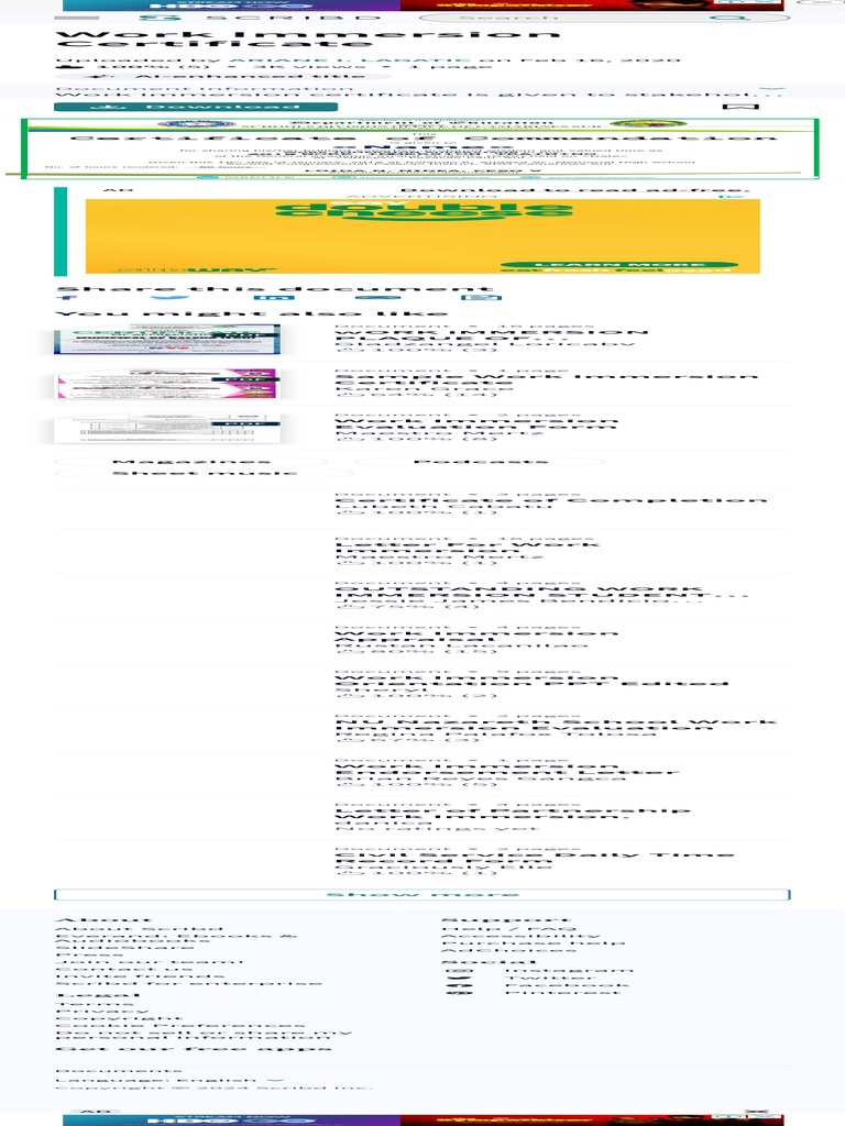Work Immersion Certificate PDF | PDF | Scribd | Computing