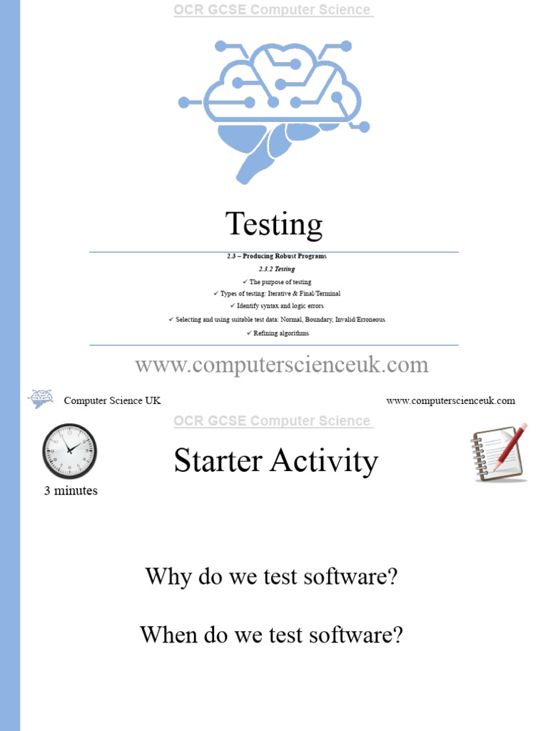 2.3.2 Testing - Ocr Gcse | PDF | Computer Program | Programming