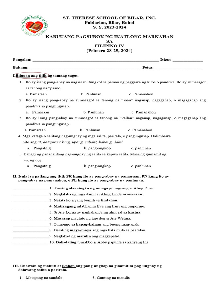 3rd Periodical Test | PDF