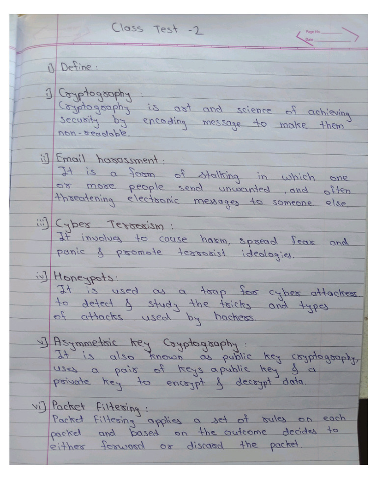 Nis - Answer Bank (Class Test 2) | PDF