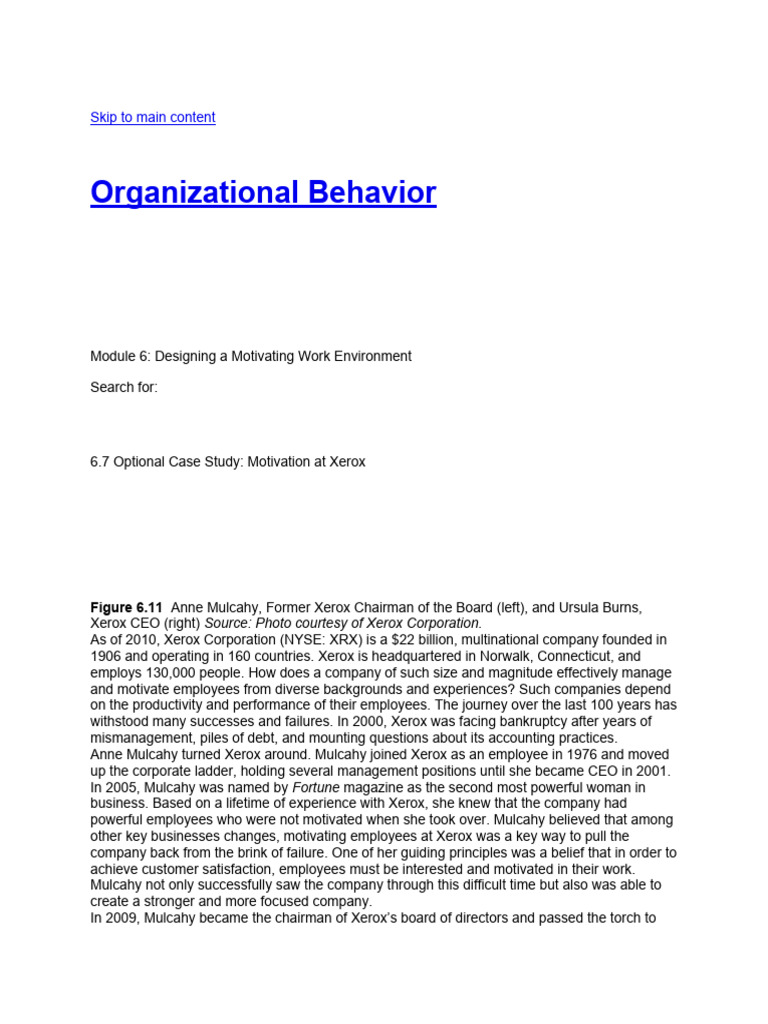 Motivating Employees at Xerox: Leadership Insights | PDF | Leadership ...