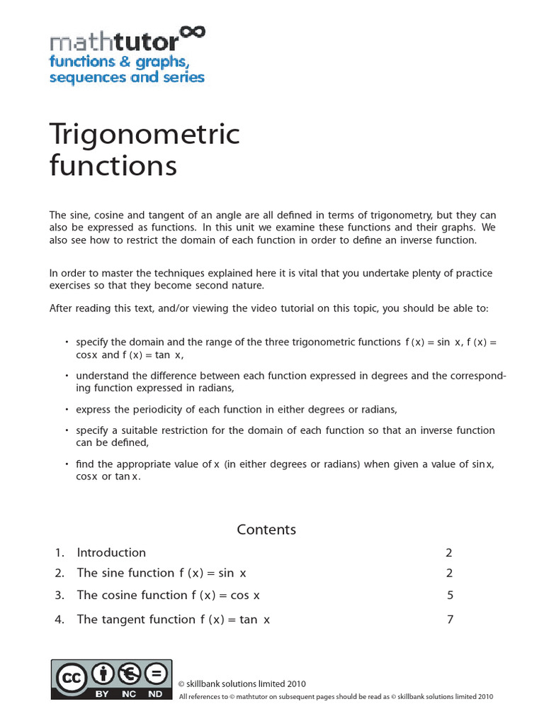 Trig Functions | PDF | Trigonometric Functions | Function (Mathematics)
