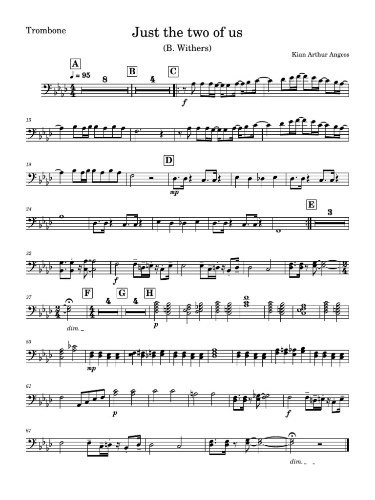 Trombone Sheet Music: Just the Two of Us | PDF | Songs Written