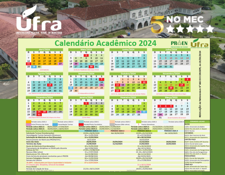 Calendário Acadêmico UFRA 2024-2025 | PDF