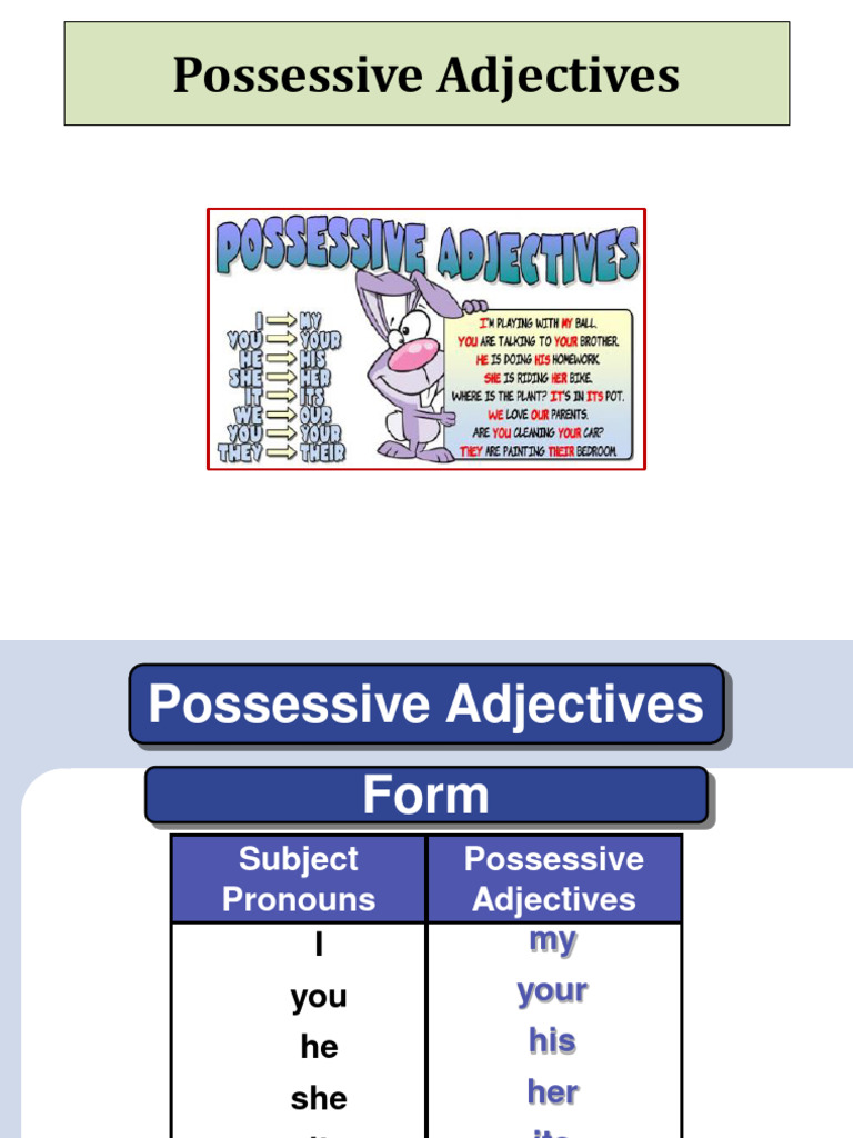 Possessives Adjectives-Material | PDF | Language Arts & Discipline