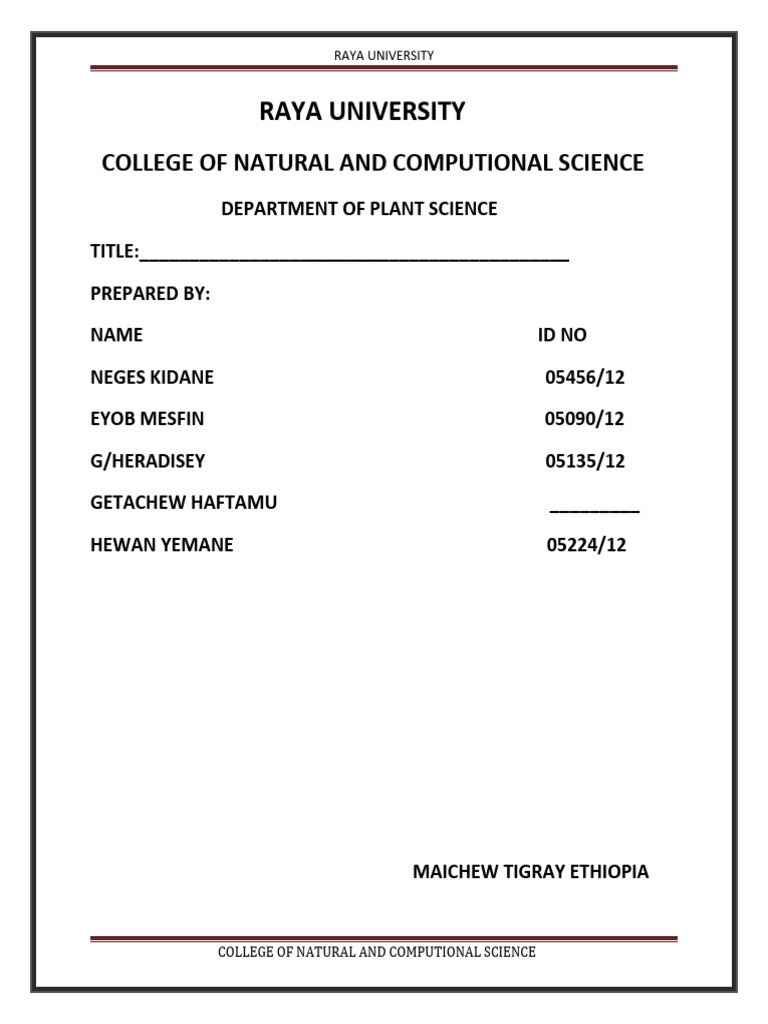 Raya University: College of Natural and Computional Science | PDF ...