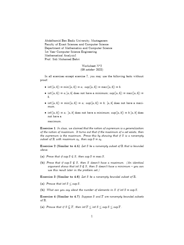 Worksheet N°2 | PDF | Mathematics | Mathematical Logic
