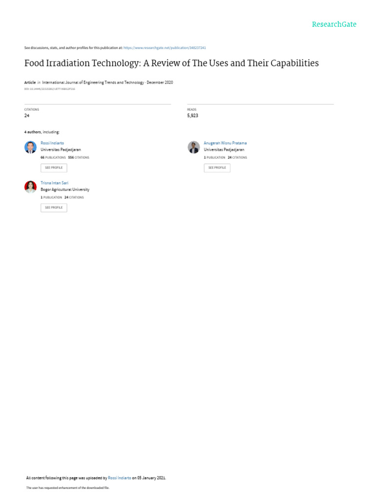 Food Irradiation Technology A Review of The Uses and Their Capabilities ...