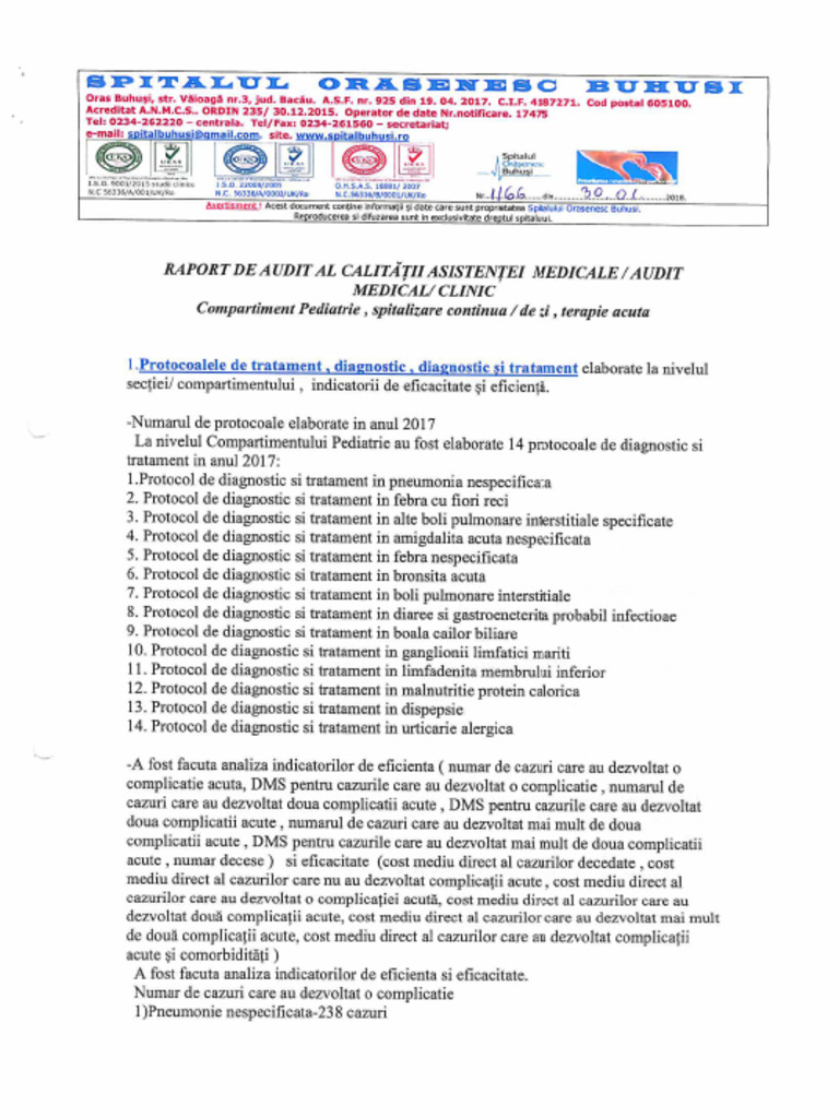 MODEL Raport de Audit Medical Clinic | PDF