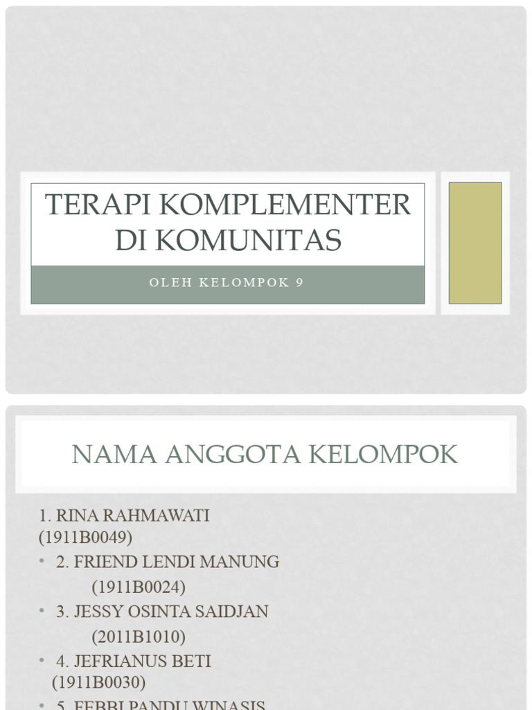 Terapi Komplementer Di Komunitas | PDF | Pengembangan Diri