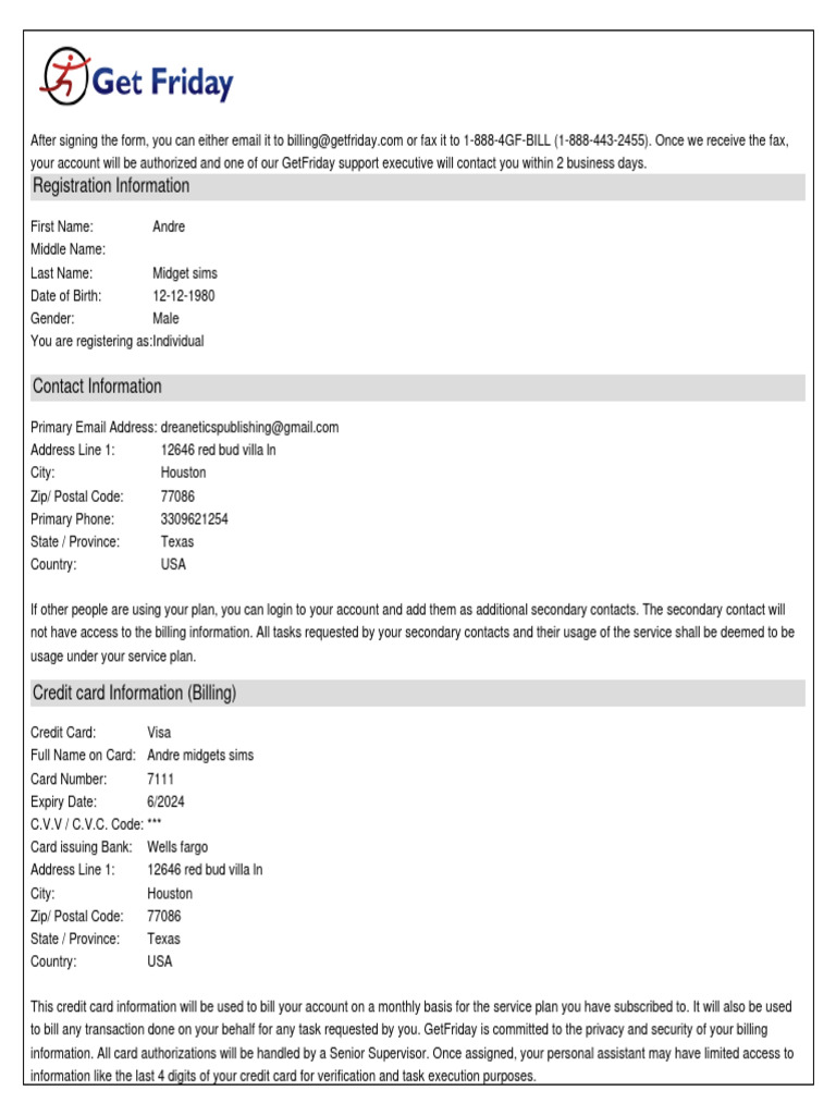 Andre - Midget Sims | PDF | Credit Card | Zip Code