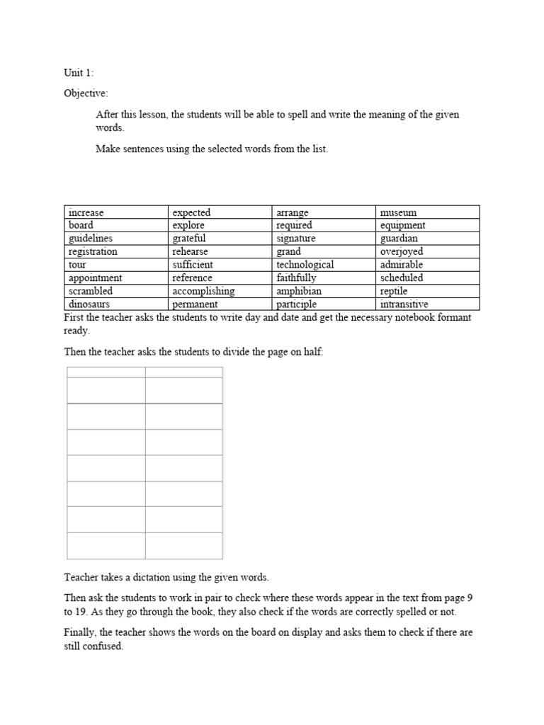 Grade 8 Lesson Plan Unit 1 | PDF | Language Arts & Discipline