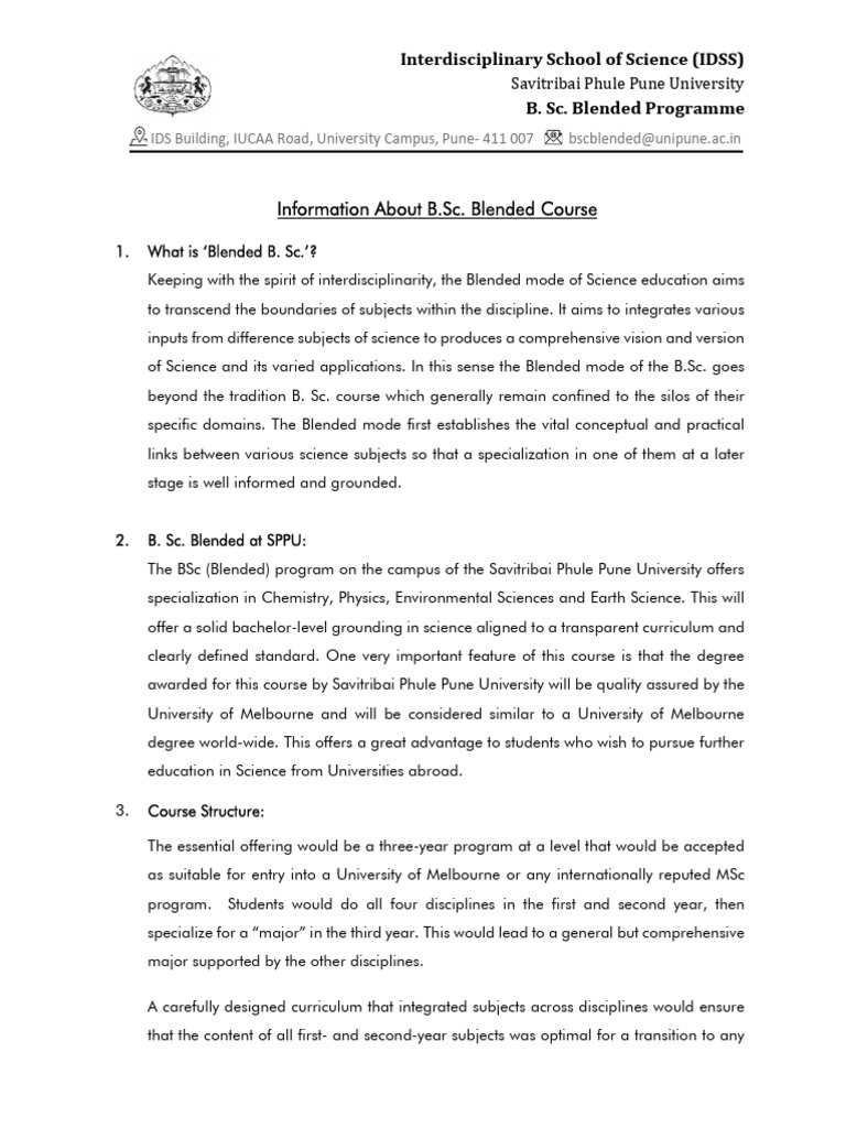 SPPU - BSC Blended - Info On Application Form | PDF | University And ...