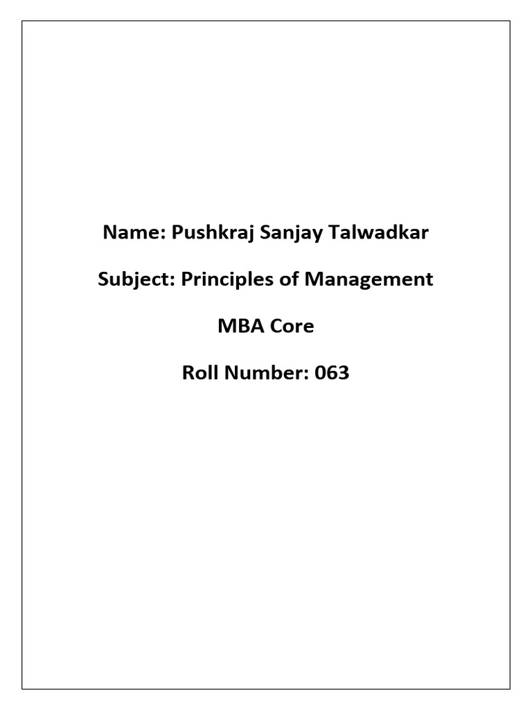 63 - Pushkraj Talwadkar POM Assignment | PDF | Human Resources | Employment