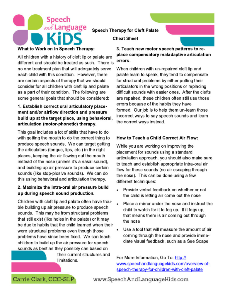 Cleft Palate Cheat Sheet | PDF