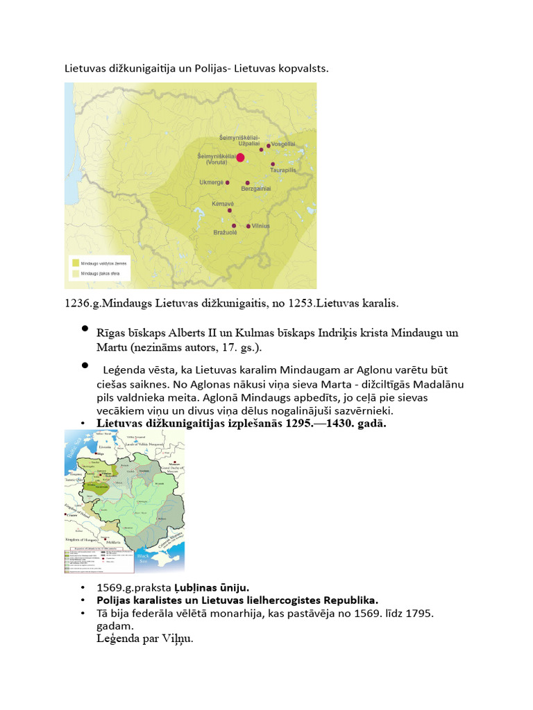 Lietuvas Dižkunigaitija Un Polijas | PDF