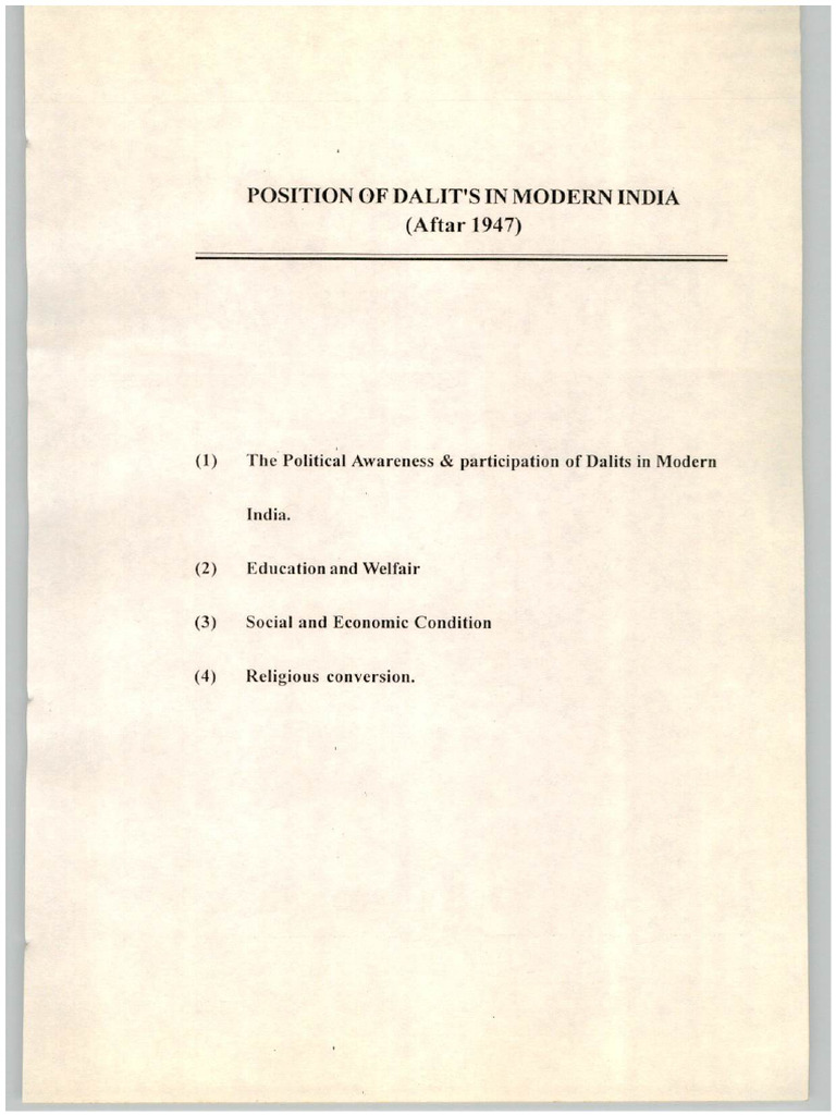 Position of Dalits in Modern Inndia | PDF