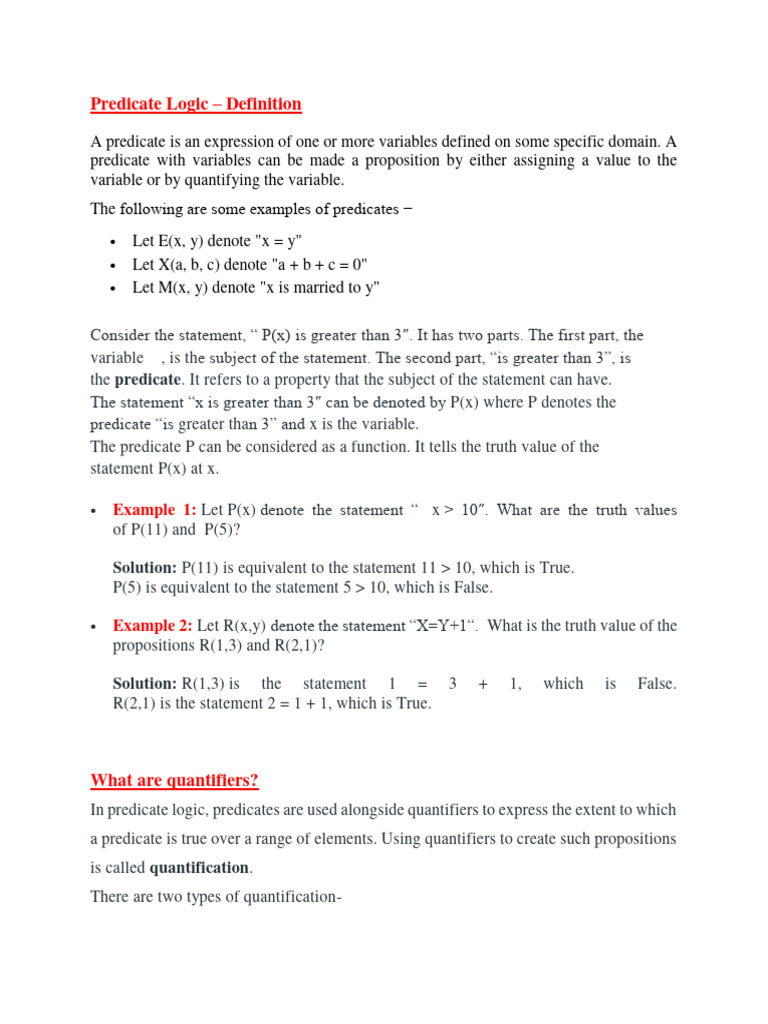 Predicates And Quantifiers Pdf 