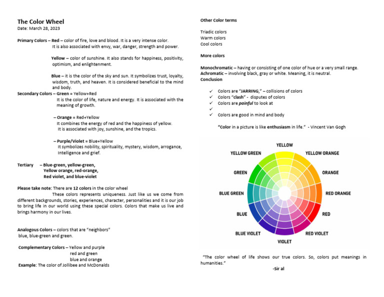 The Color Wheel 101 | PDF | Color | Yellow