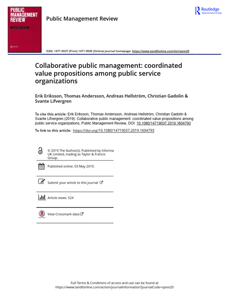 Collaborative Public Management: Coordinated Value Propositions Among ...