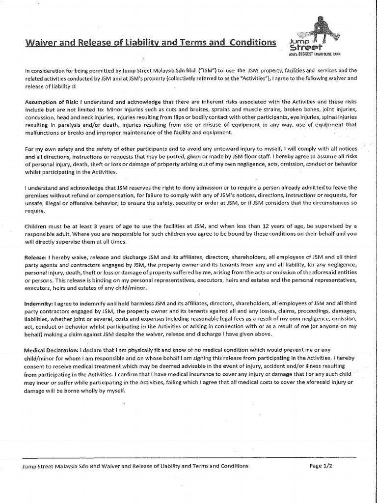 JSM Waiver Form | PDF