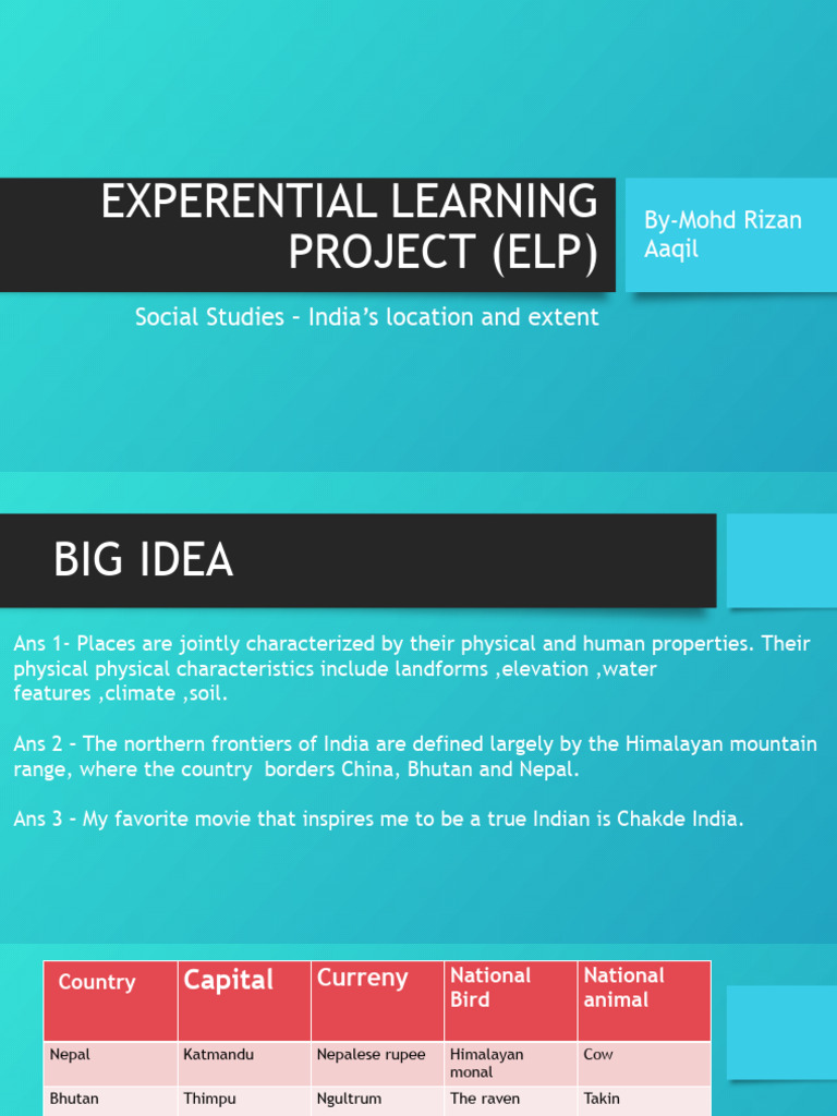 Experential Learning Project (Elp) | PDF | Urdu | South Asia