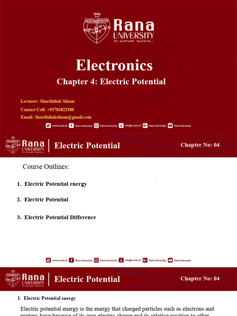 Chapter 4 Electric Potential | PDF | Potential Energy | Electricity