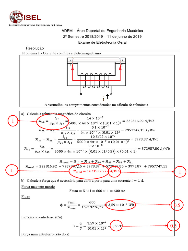 02 Exame EG 2019 06 11 Resolucao LO DC AC1 AC3 | PDF | Eletrodinâmica | Quantidade