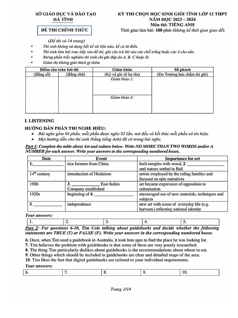 HSG12 Hà Tĩnh | PDF