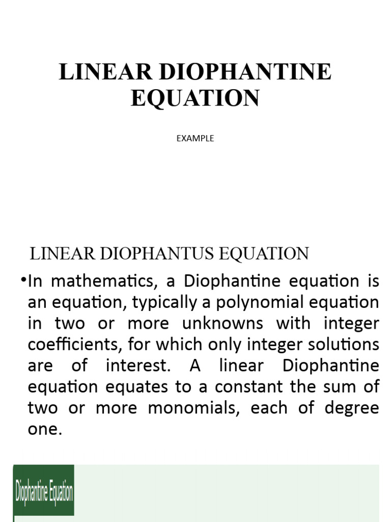 Linear Diophantine Equation | PDF