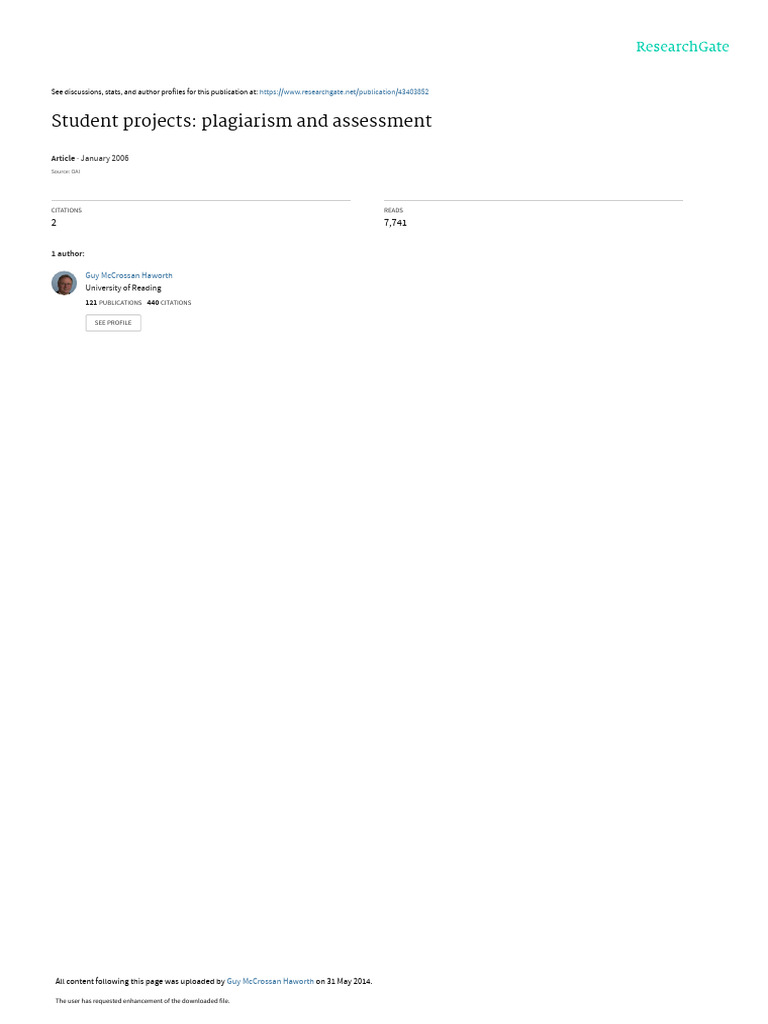Student Projects Plagiarism and Assessment | Download Free PDF | Plagiarism | Object Oriented ...
