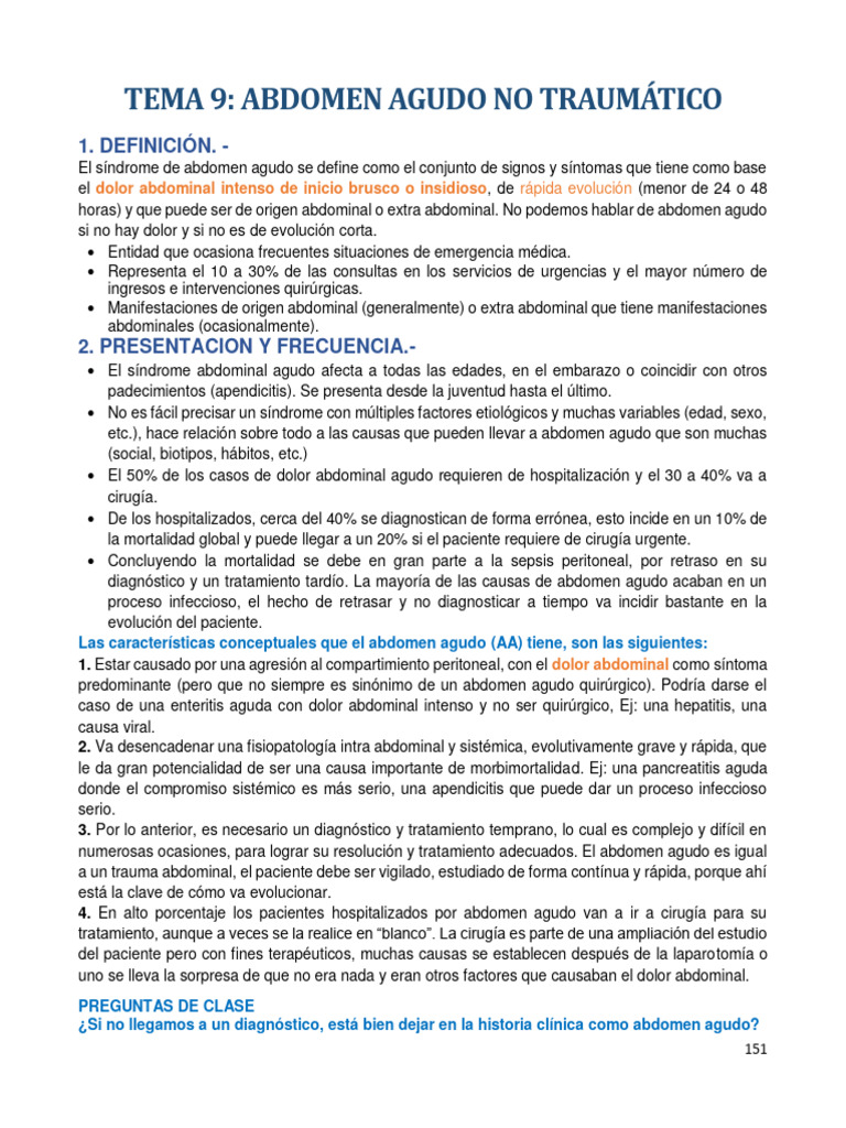 Síndrome de Abdomen Agudo No Traumático | PDF | Dolor | Examen físico