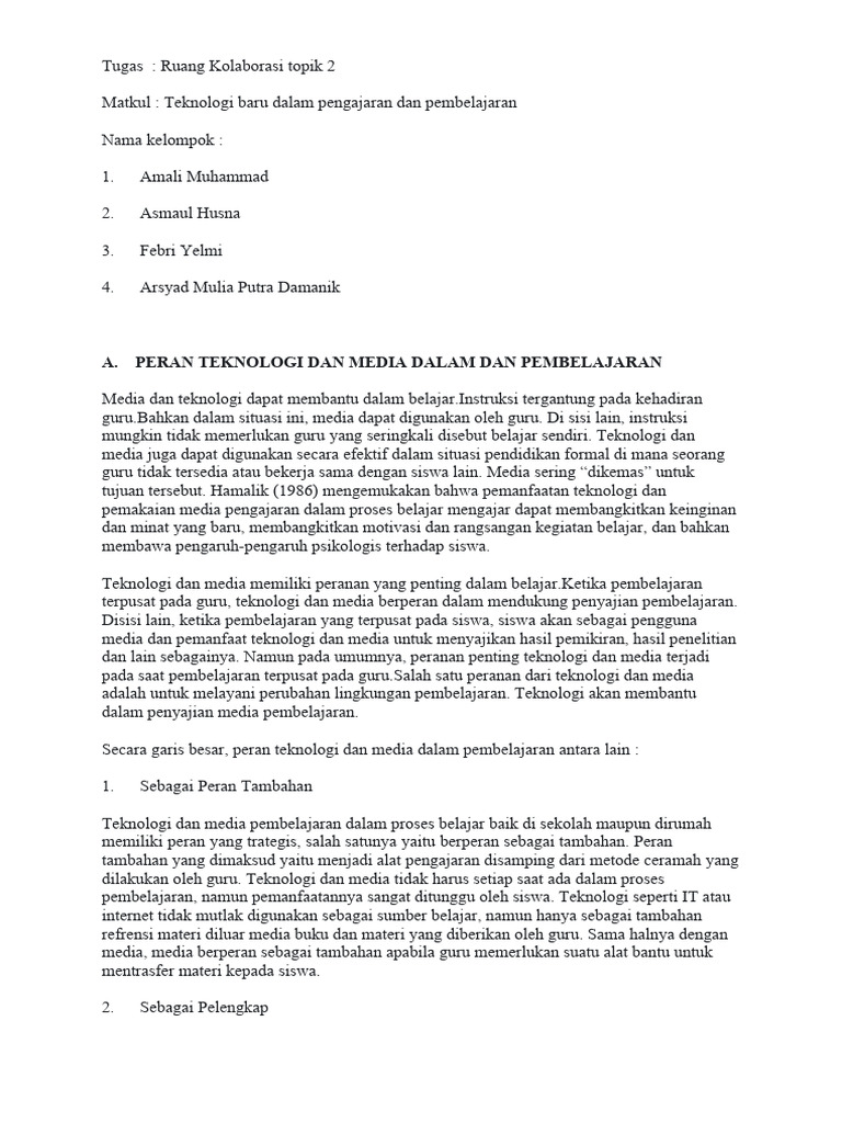 Peran Teknologi Dan Media Dalam Dan Pembelajaran | PDF