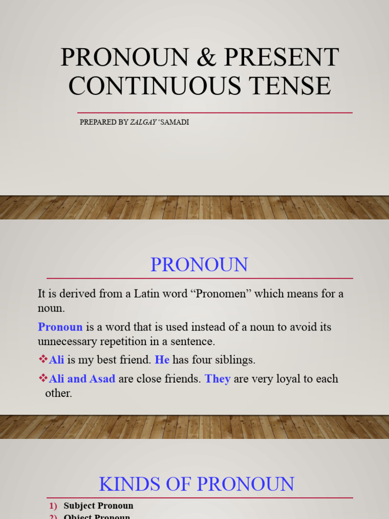 Pronouns and Present Continuous Tense | PDF | Pronoun | Linguistic ...