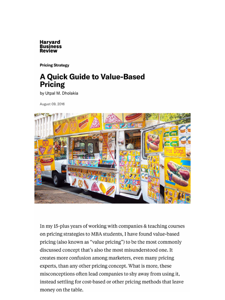 A Quick Guide To Value-Based Pricing | PDF