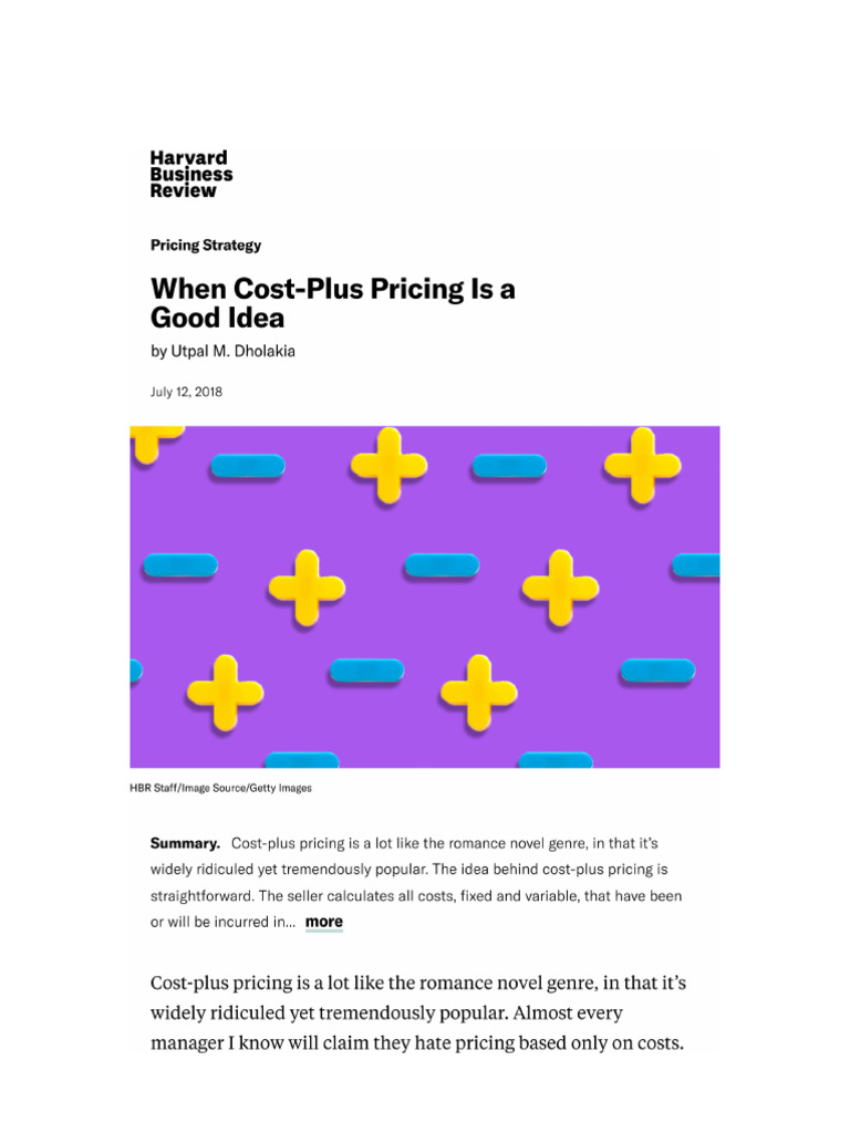 When Cost-Plus Pricing Is A Good Idea | PDF