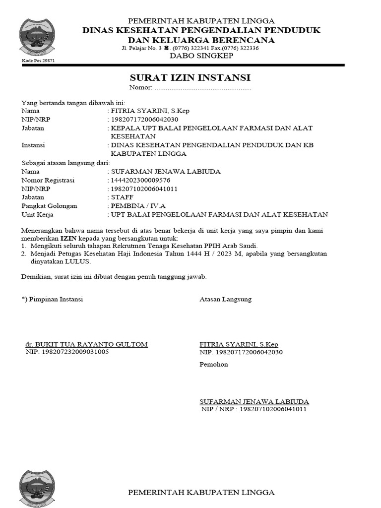 Surat Kop Dinkes - 1 | PDF