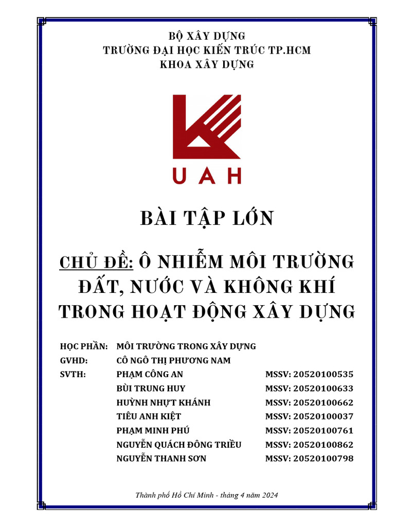 BTL Nhóm 3 - Môi Trư NG Trong Xây D NG (File N P) | PDF