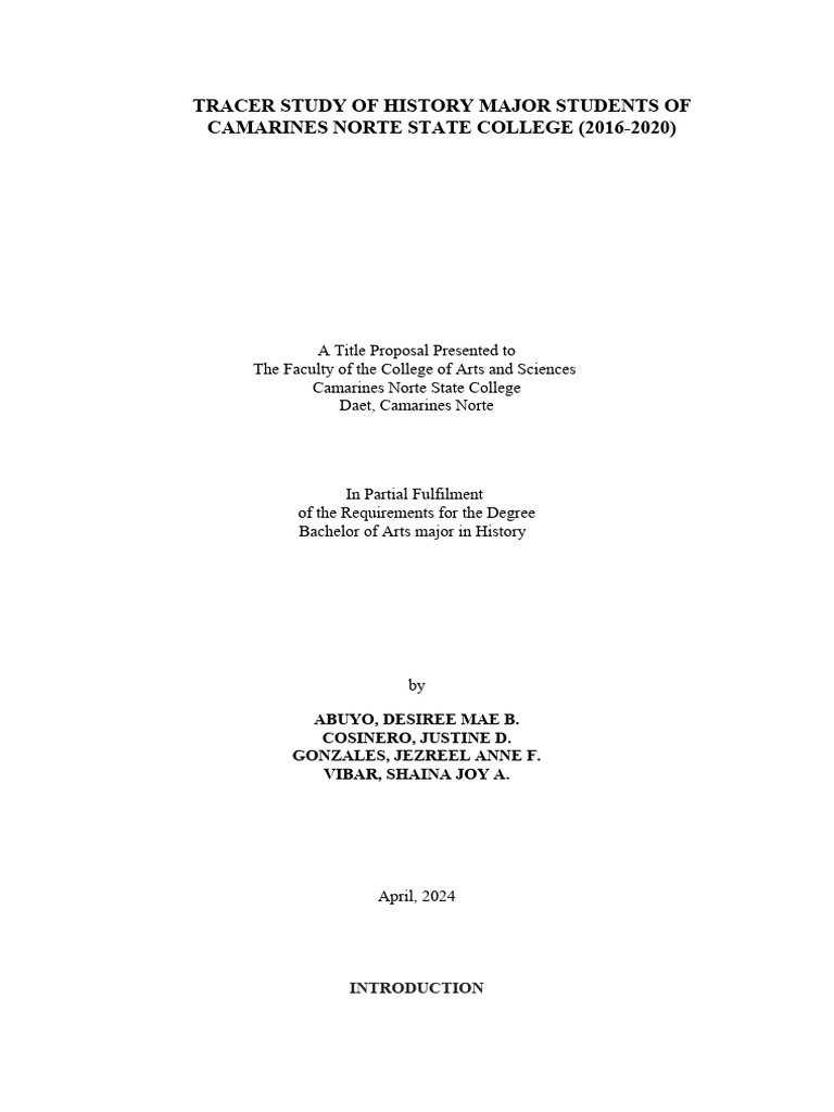 CNSC History Graduates Tracer Study | PDF | Methodology | Survey ...