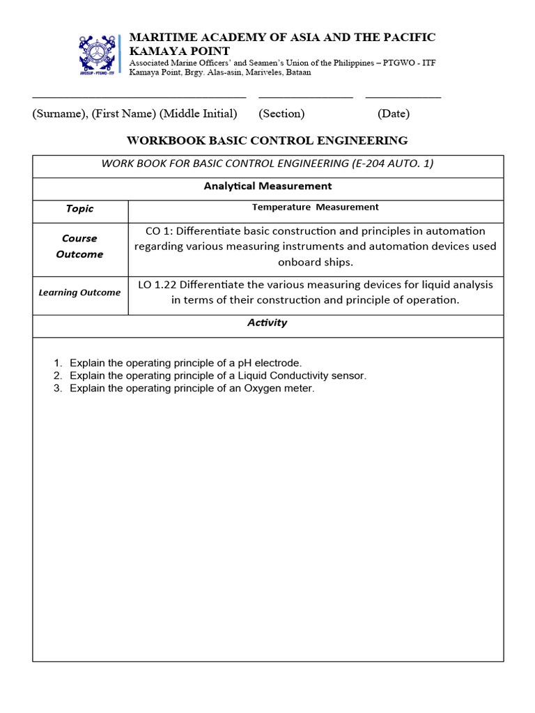 Week 5 Auto 1 Workbook | PDF | Physical Sciences | Applied And Interdisciplinary Physics
