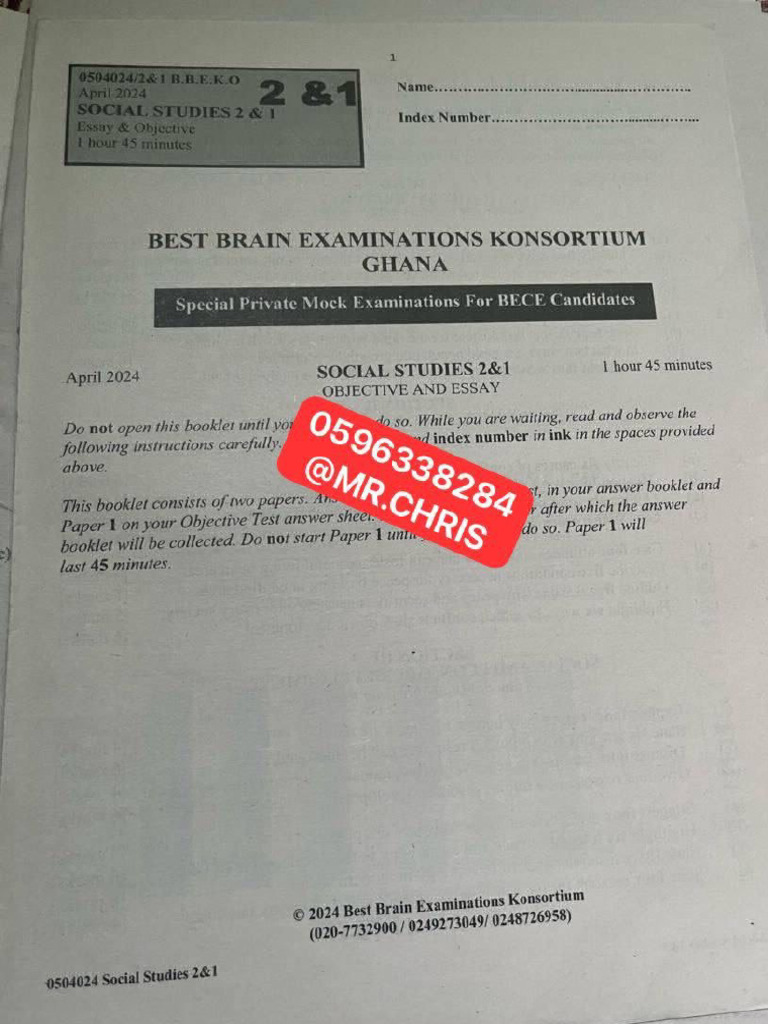 Best Brain Mock Social Studies April 2024 Questions and Mark | PDF